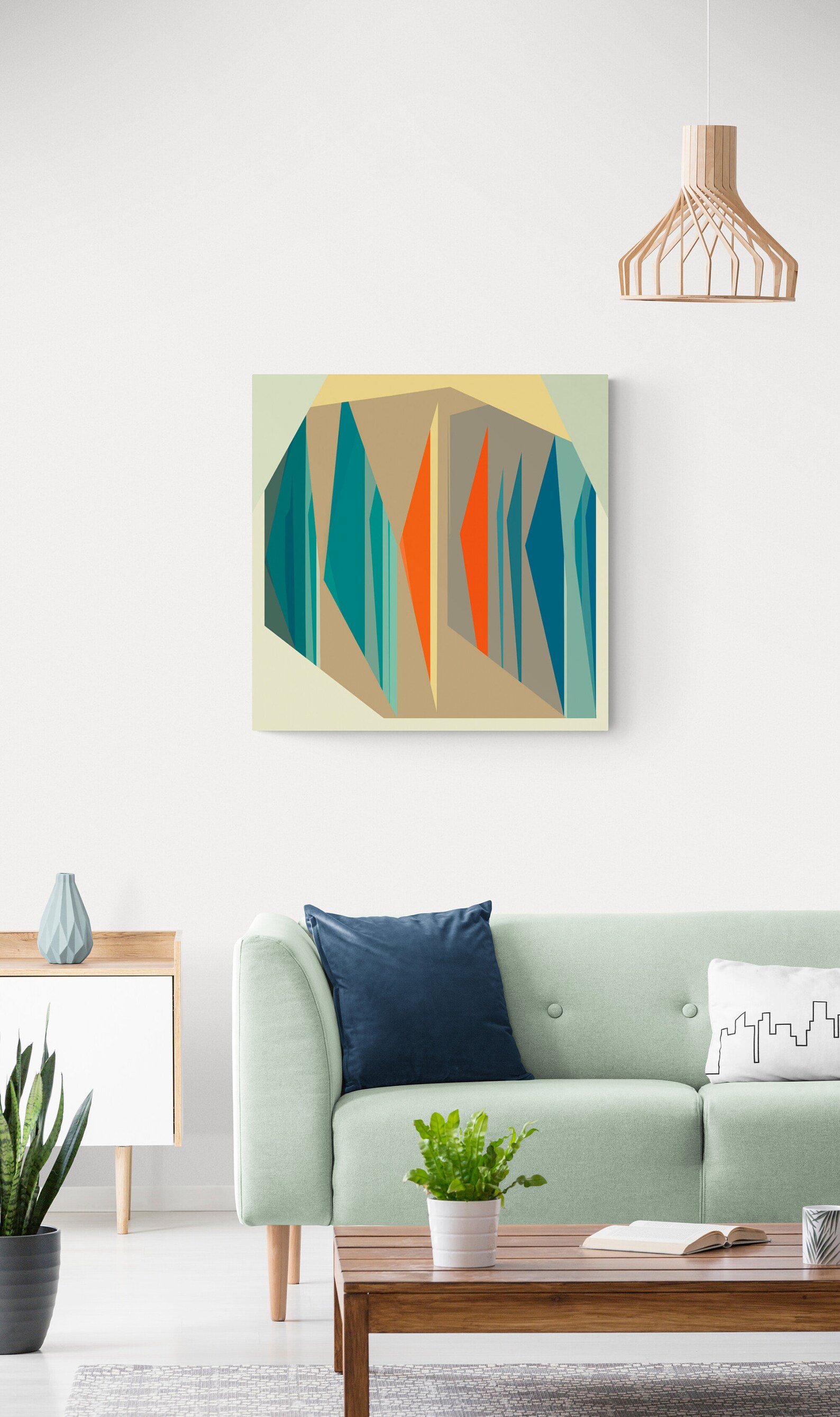 Mid Century Modern Art Square Canvas Print Geometric Art Wall - Etsy