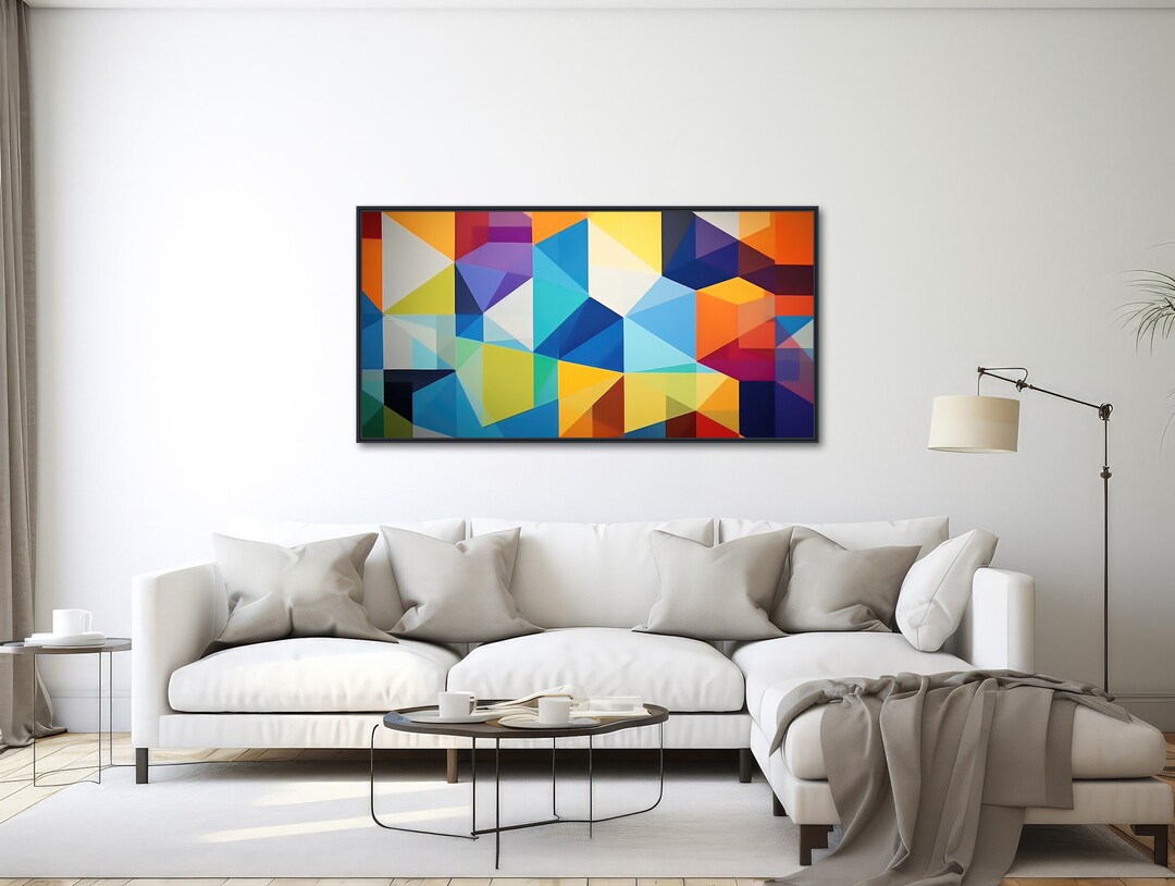 Large Geometric Canvas Wall Art - Framed Canvas Print - Modern Abstract ...
