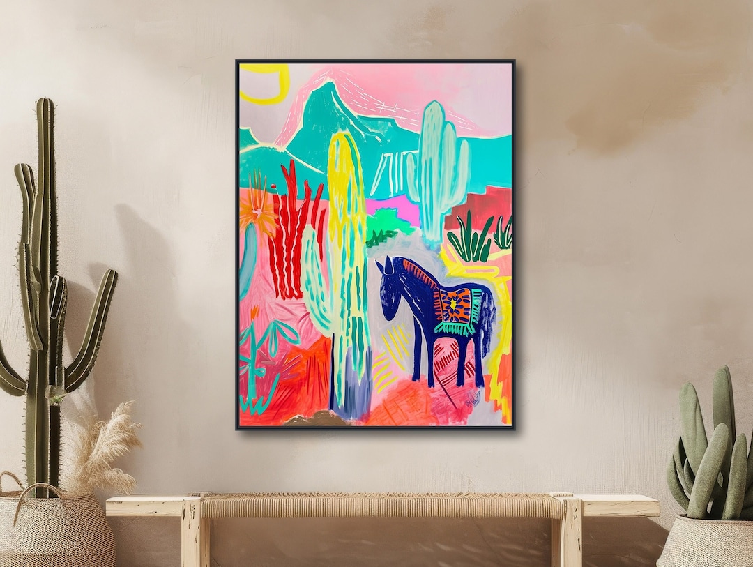 Southwestern Wall Art - Colorful Western Decor - Abstract Donkey and ...