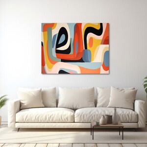 Mid-century Modern Art - Retro Geometric Wall Art - Framed Canvas Print ...