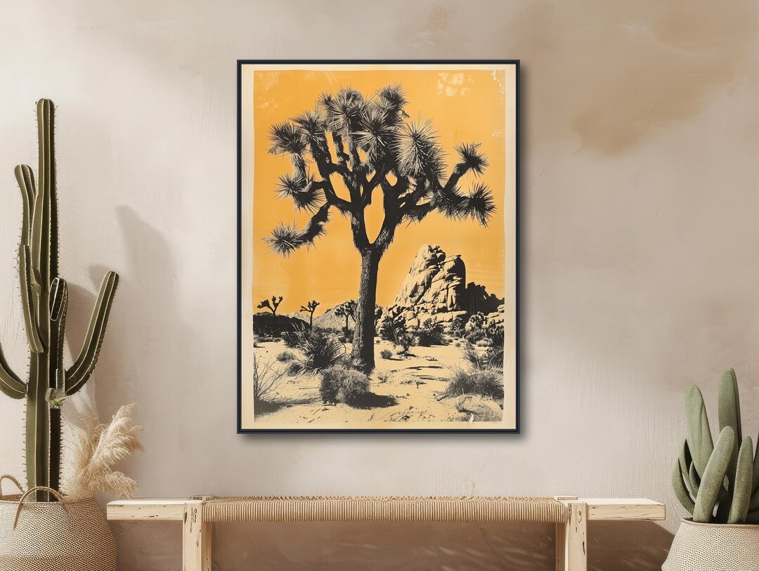 Joshua Tree Wall Art - Western Desert Decor - Southwest Vintage Retro ...