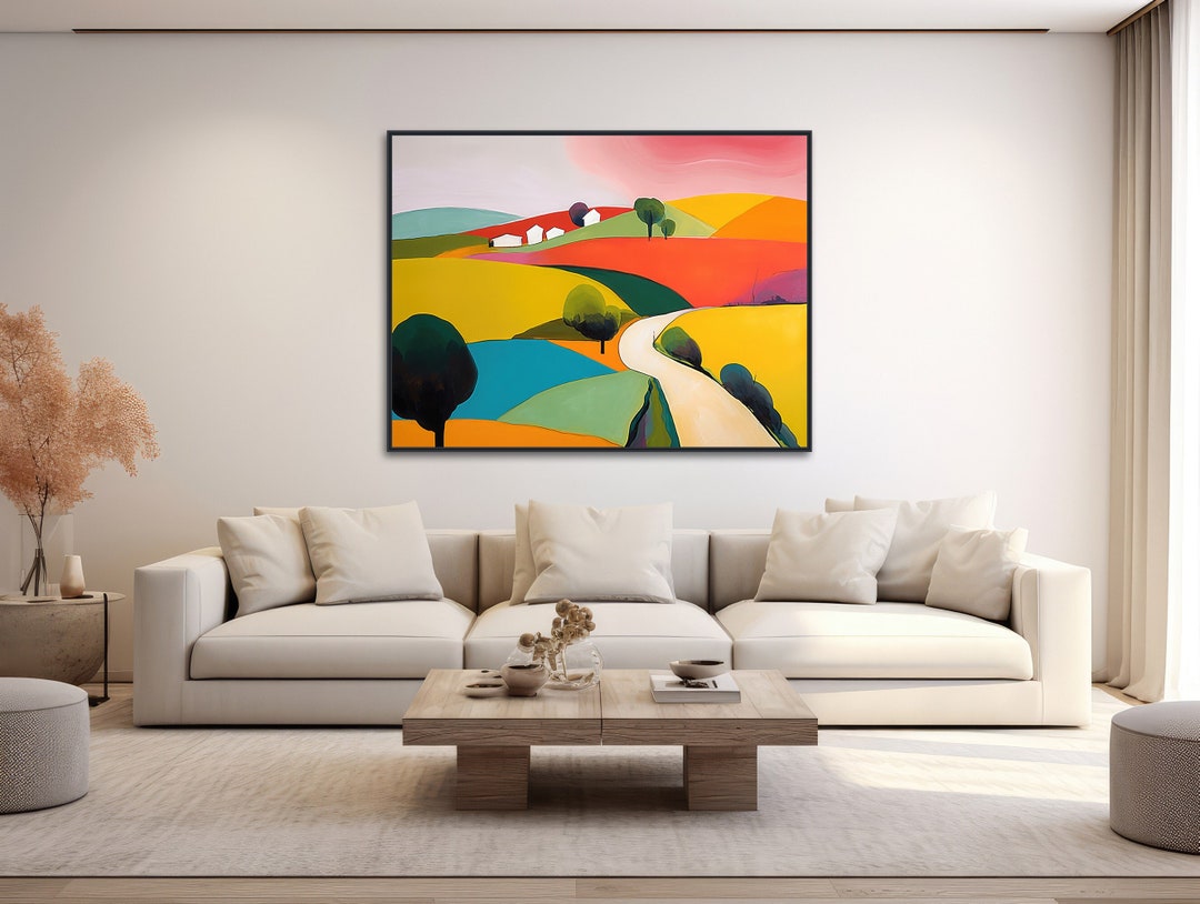 Large Abstract Landscape - Canvas Wall Art - Framed Canvas Print ...