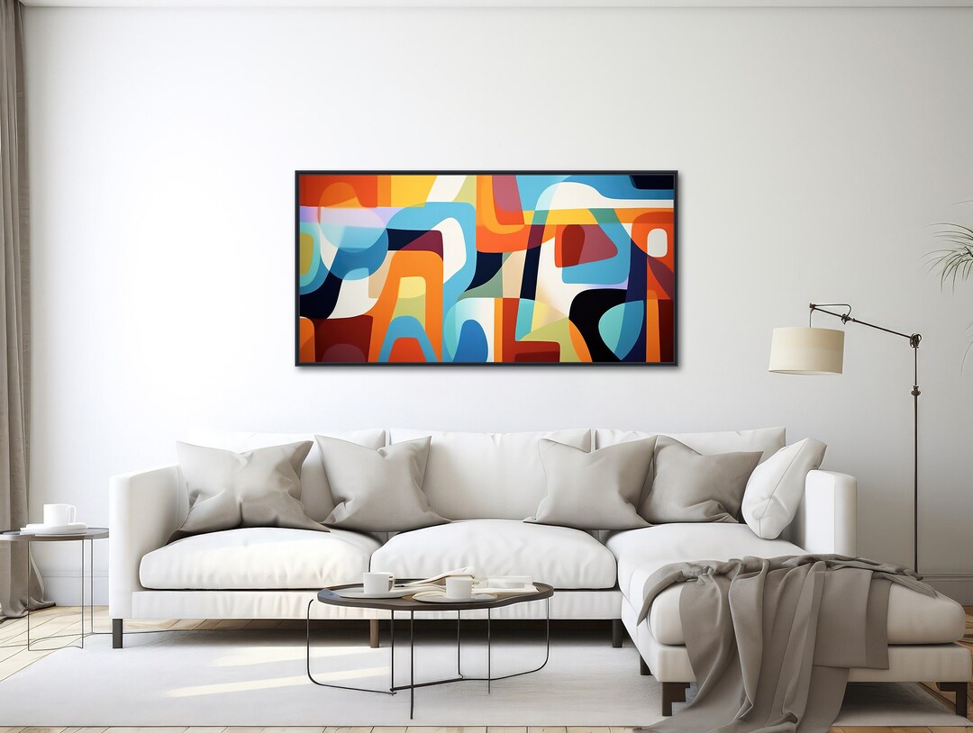 Mid-century Modern Geometric Wall Art - Framed Canvas Print - Modern ...