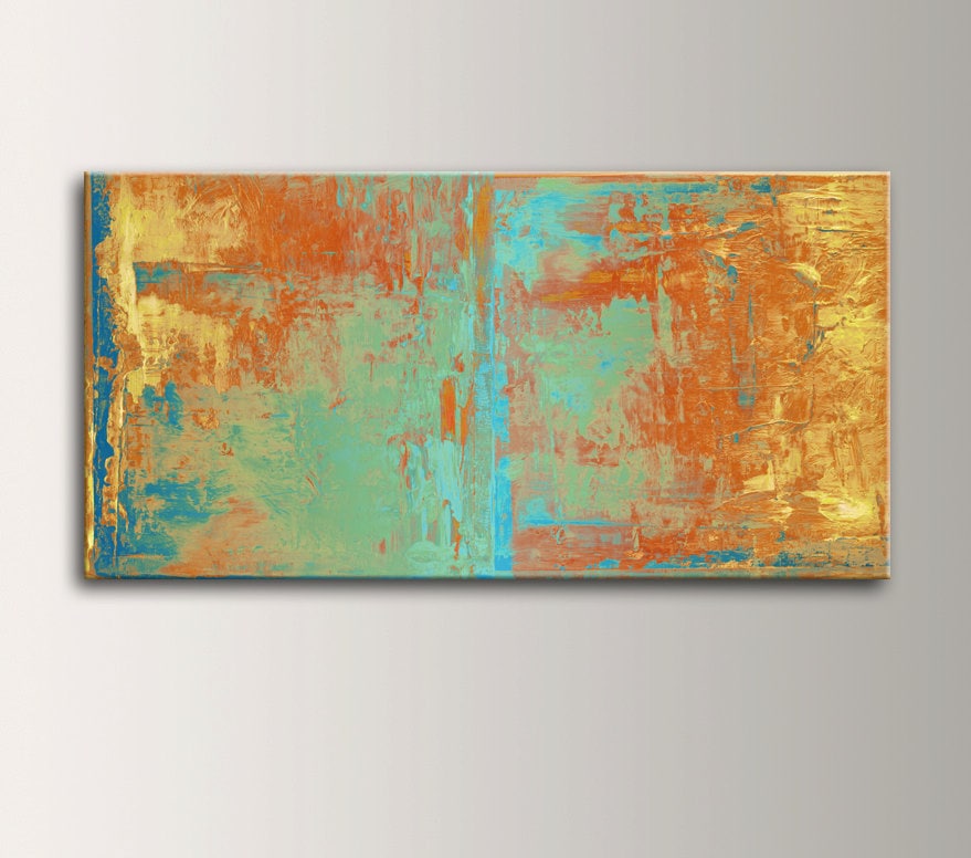 Large Wall Art Canvas Print Abstract Wall Art Orange Yellow | Etsy