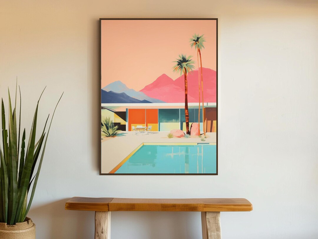 Mid-century Architecture Art - Framed Canvas Print - Palm Springs Retro ...