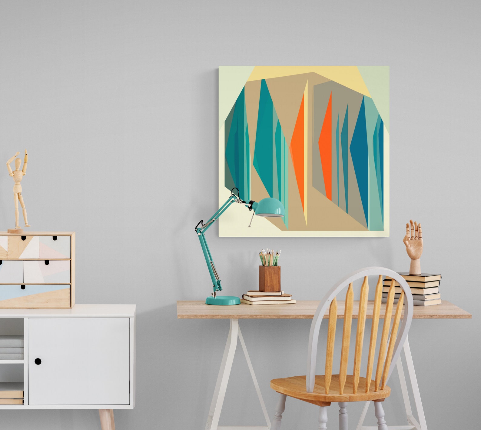 Mid Century Modern Art Square Canvas Print Geometric Art Wall - Etsy