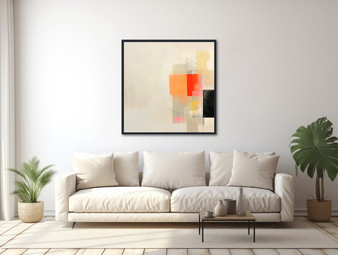 Abstract Minimal Wall Art - Large Abstract Painting - Framed Canvas ...
