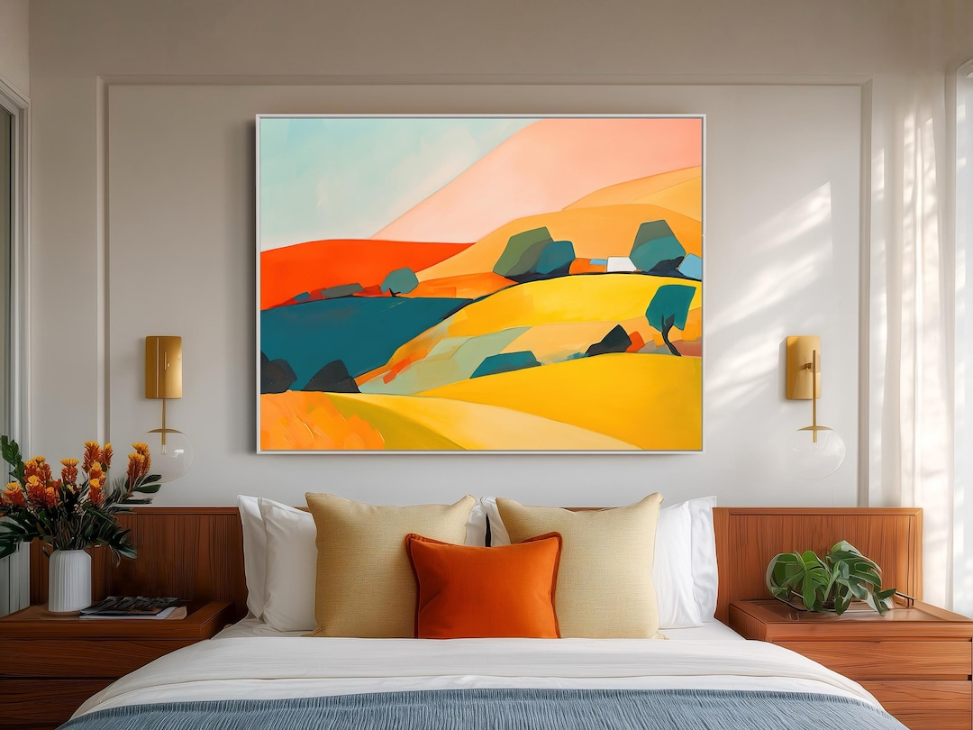 Large Abstract Landscape - Canvas Wall Art - Framed Canvas Print ...