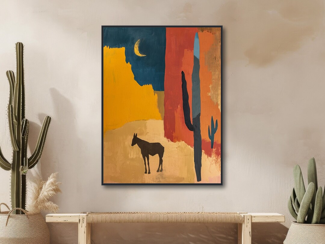 Southwestern Wall Art - Modern Western Decor - Large Framed Canvas or ...