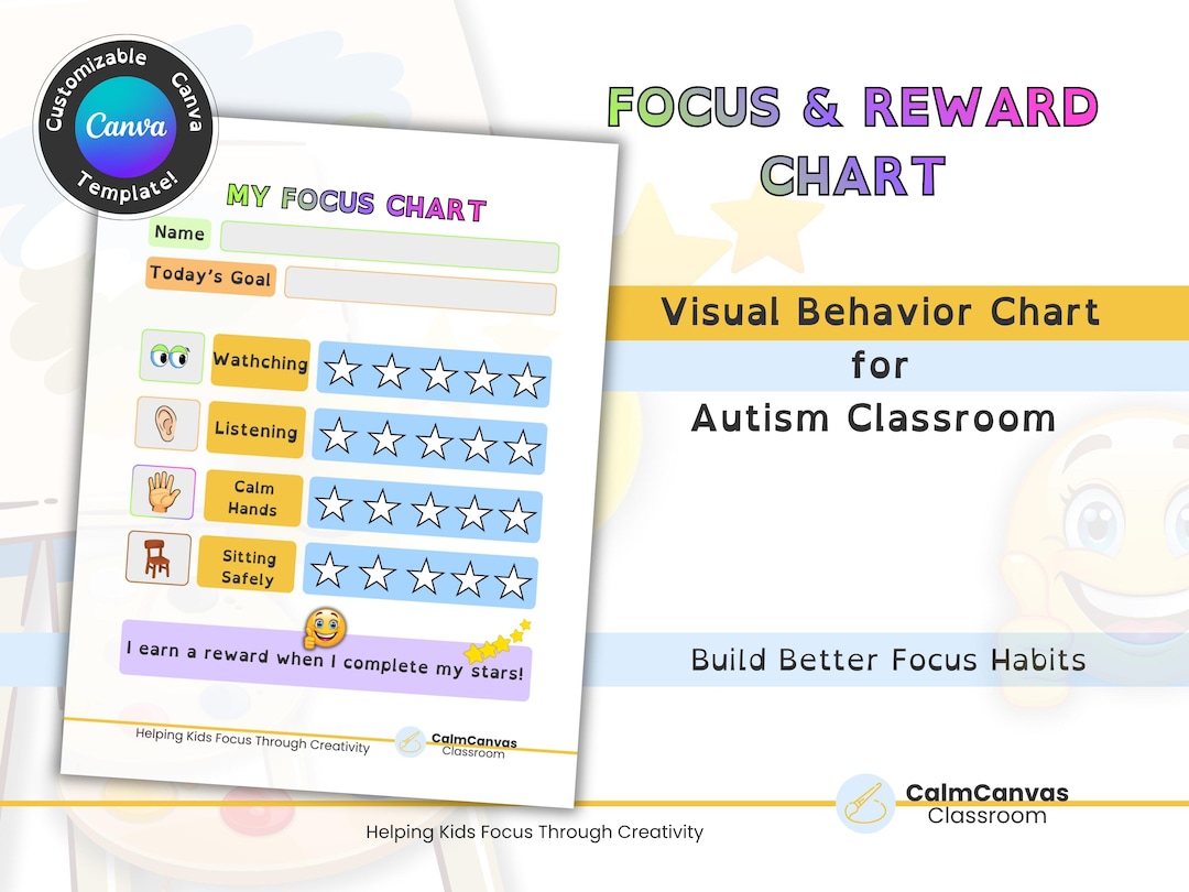 Autism Visual Behavior Chart, Focus Reward Printable, Classroom ...