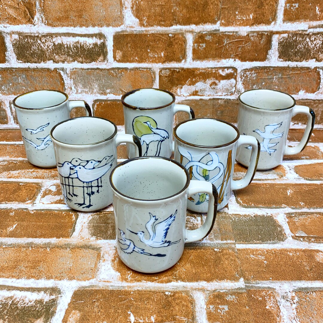 Vintage Stoneware Bird Mugs Made in Korea Bird Collector Gift Mug for a ...