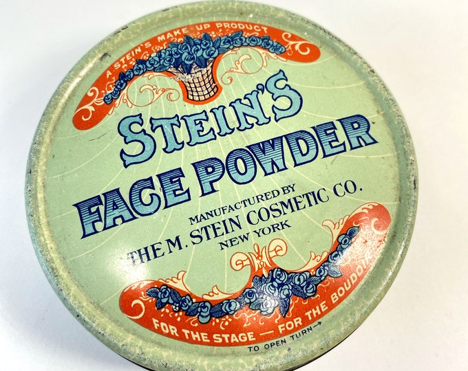 Stein’s Face Powder Vintage Tin Antique Beauty Product Metal Container ...