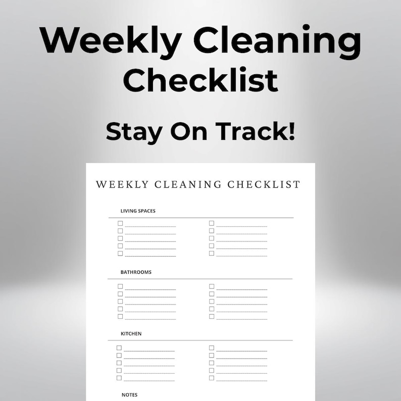 Weekly Cleaning Checklist Printable, Home Reset Planner, Simple ...