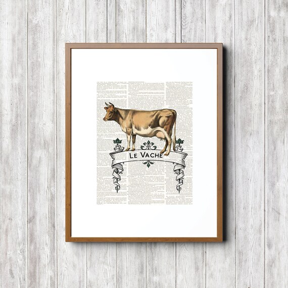 Le Vache Art Le Vache Prints Le Vache Cow Art Cow Prints | Etsy