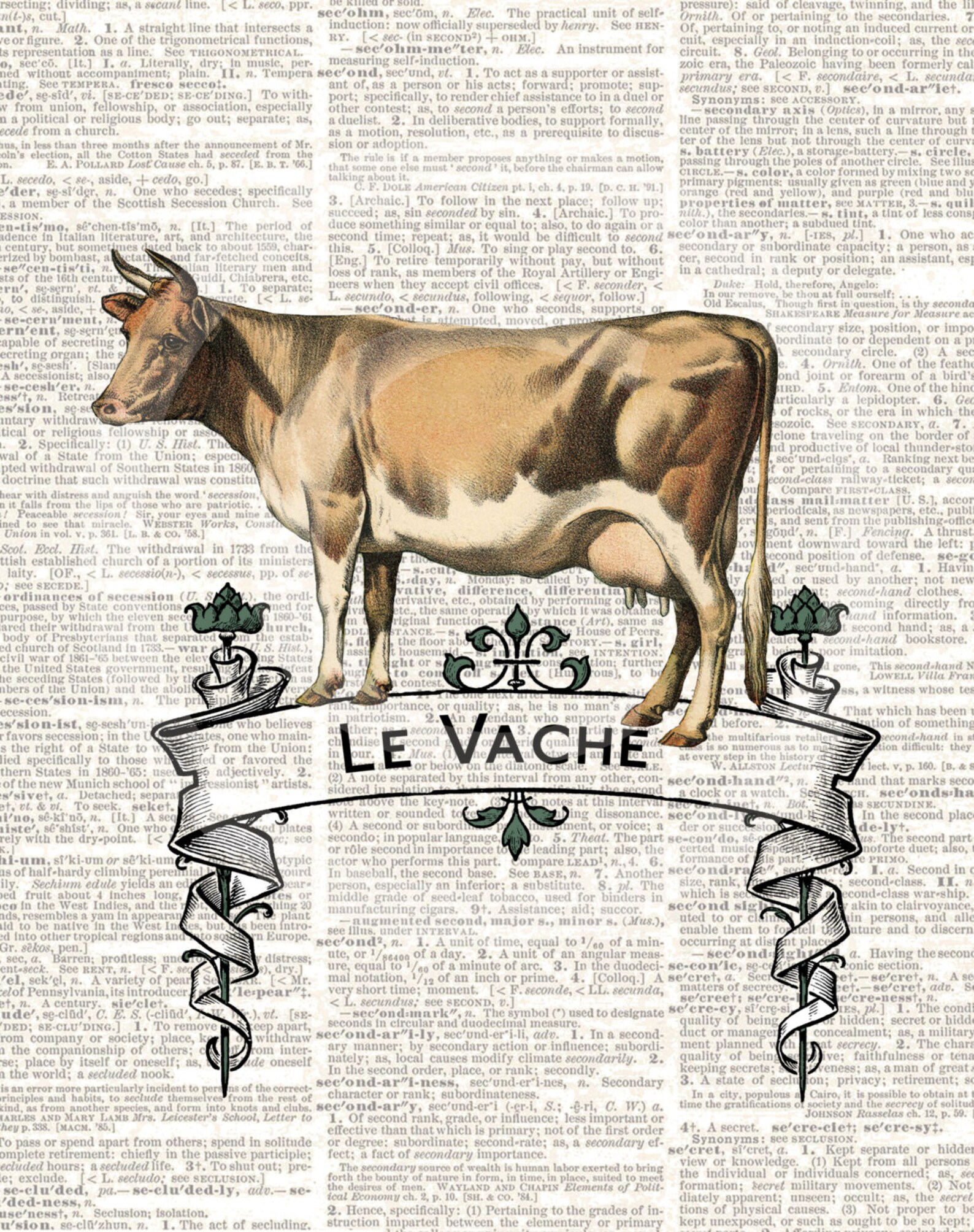 Le Vache, Art, Le Vache Prints, Le Vache, Cow Art, Cow Prints, Farm ...