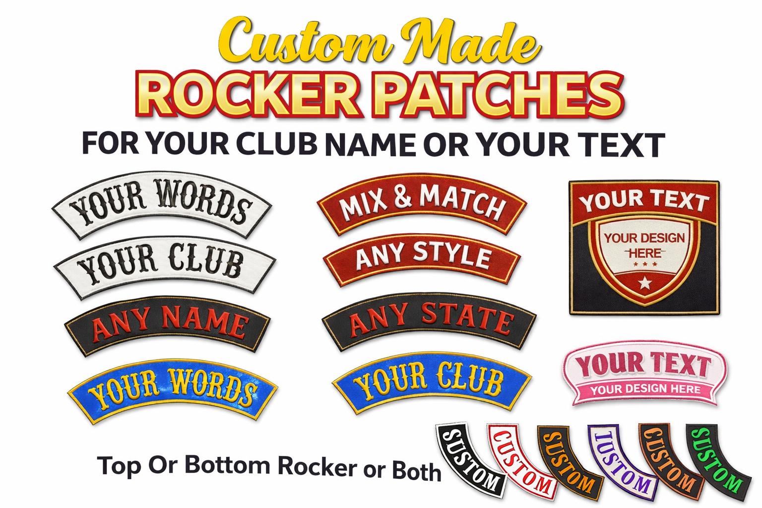 Custom Made Rocker Patch Motorcycle Club Patch Custom Text Biker Vest ...