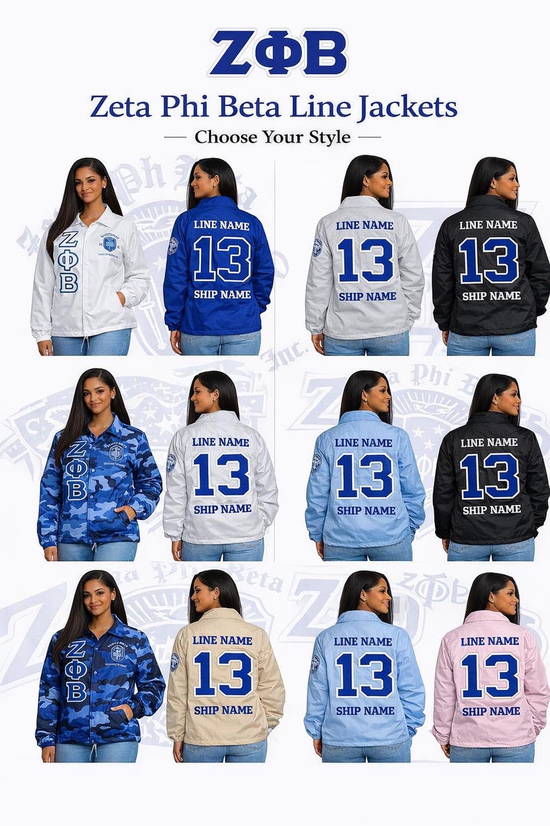 Black Premium Zeta Phi Beta Custom Line Crossing Jacket Personalized ...