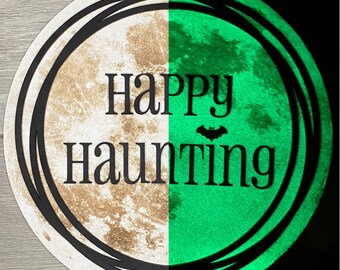 DIY Happy Haunting Door Sign Happy Haunting Door Hanger - Etsy