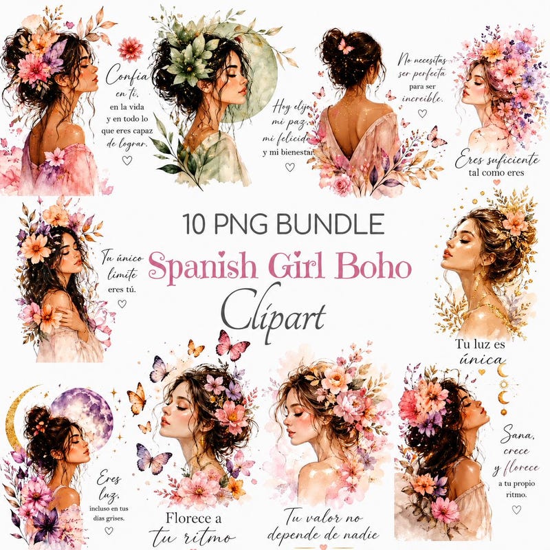 Boho Girl Clipart - Etsy