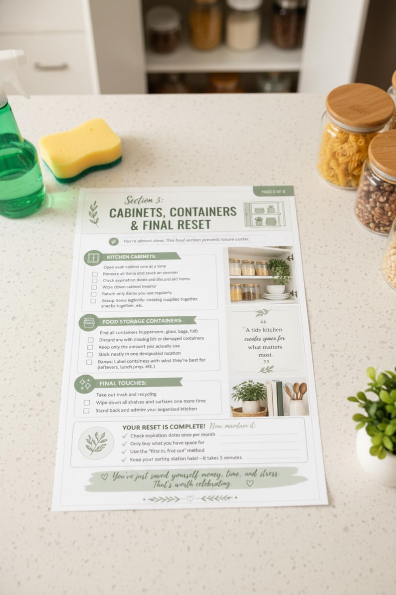 Kitchen Declutter Checklist Printable, Organized Home Organization Tool ...