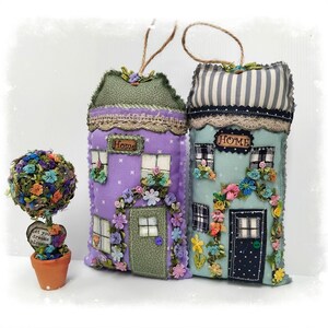 Large Purple Fragrant Cottage Shaped Sachet, Original, Crazy Patchwork ...