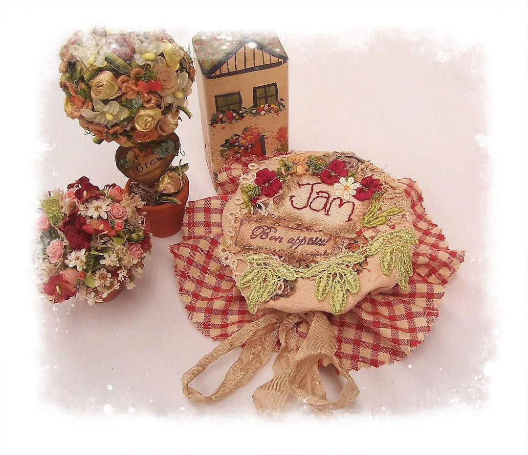 JAM POT COVER adjustable Cover, Jam Jar, Crazy Patchwork, Vintage ...