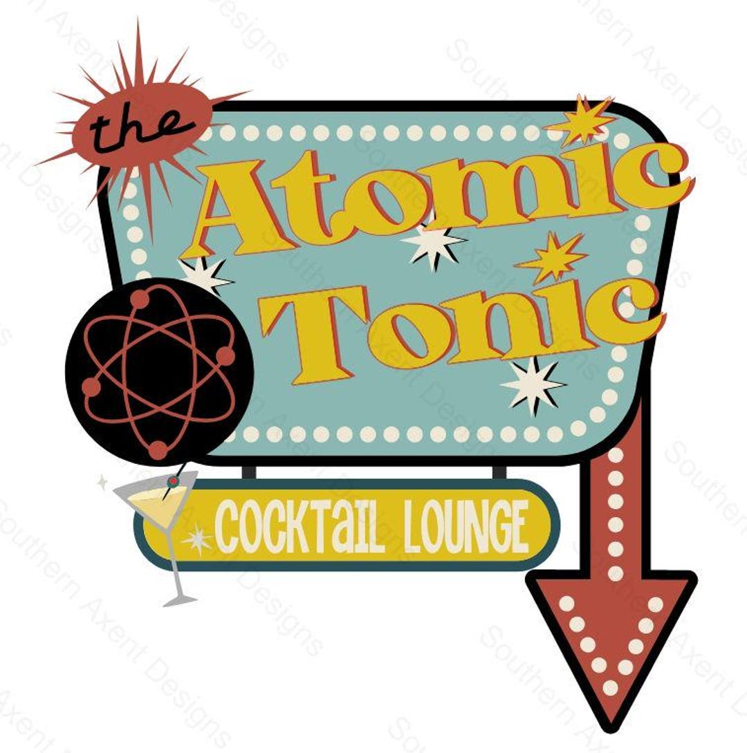 Retro Mid Century Modern Atomic Tonic Cocktail Lounge Instant Download ...