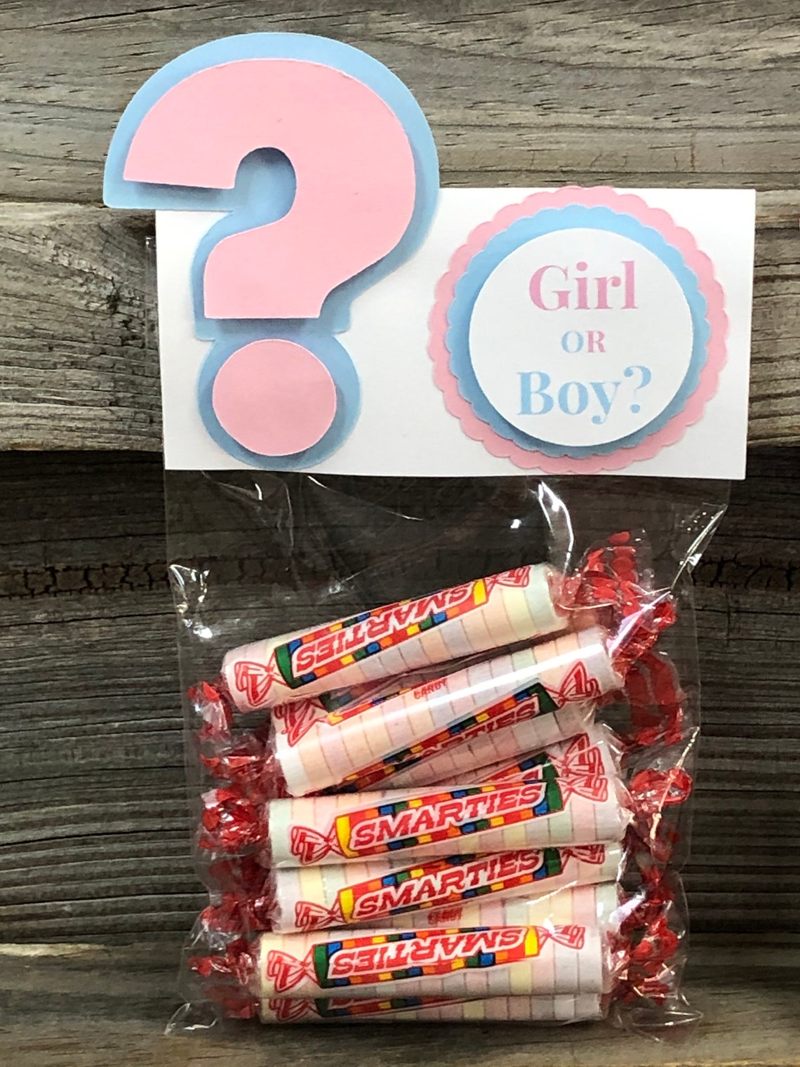 Gender Reveal Favor Bag Toppers: Pink & Blue Question Mark, Set of 12 ...