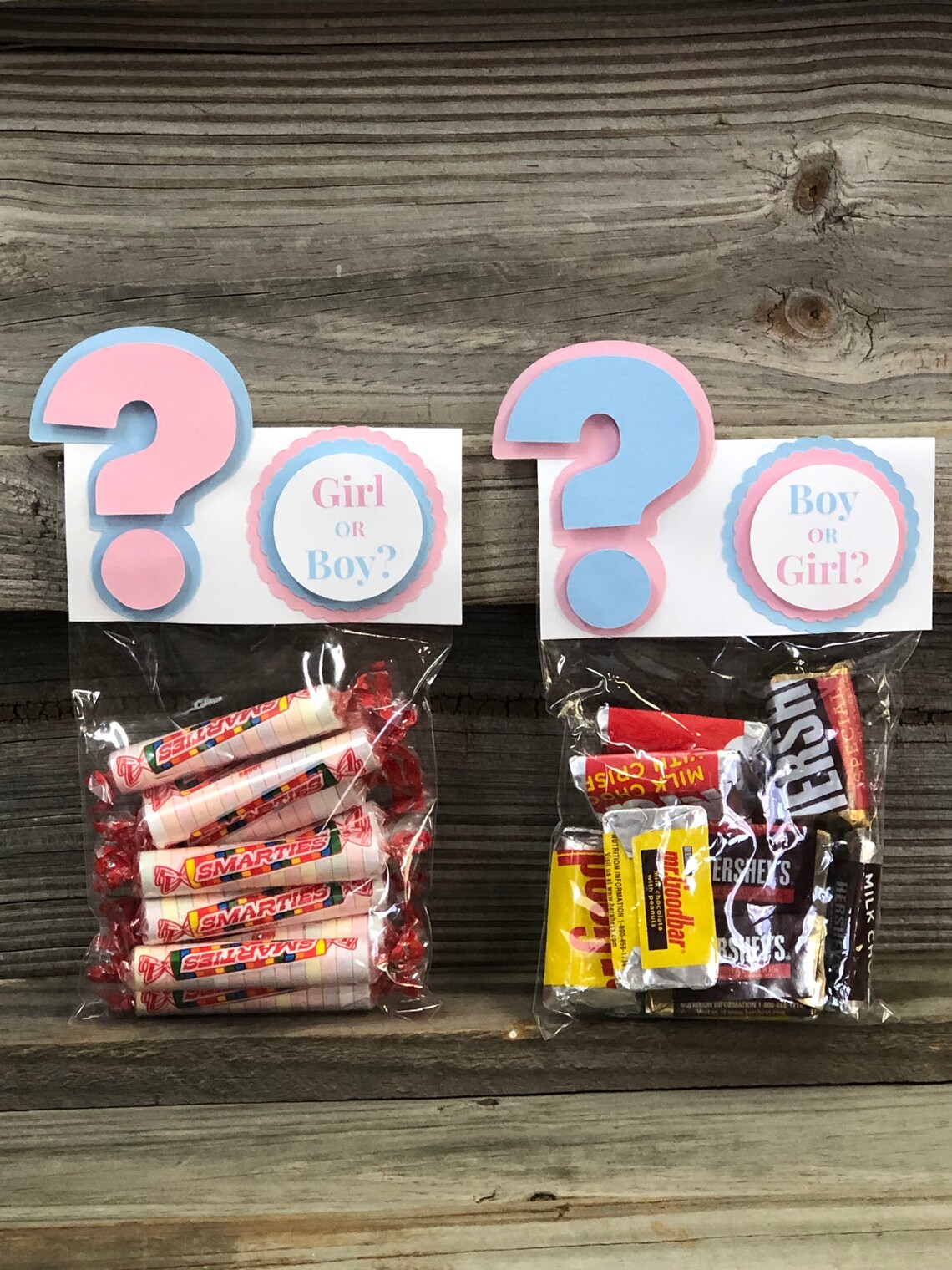 Gender Reveal Favor Bag Toppers: Pink & Blue Question Mark, Set of 12 ...