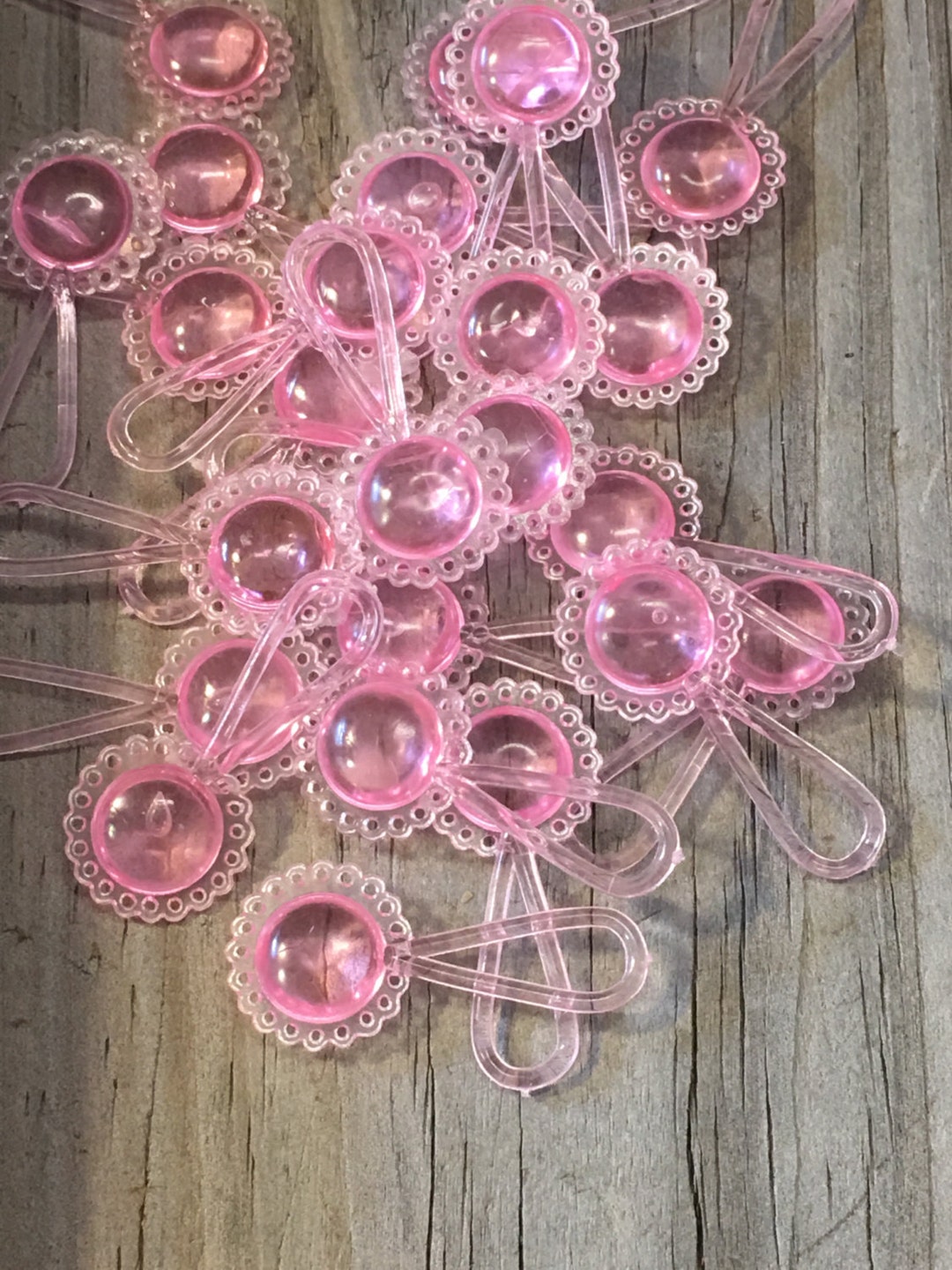 24 - Pink Acrylic Baby Rattle Favors - Baby Girl - Table Scatter/games ...