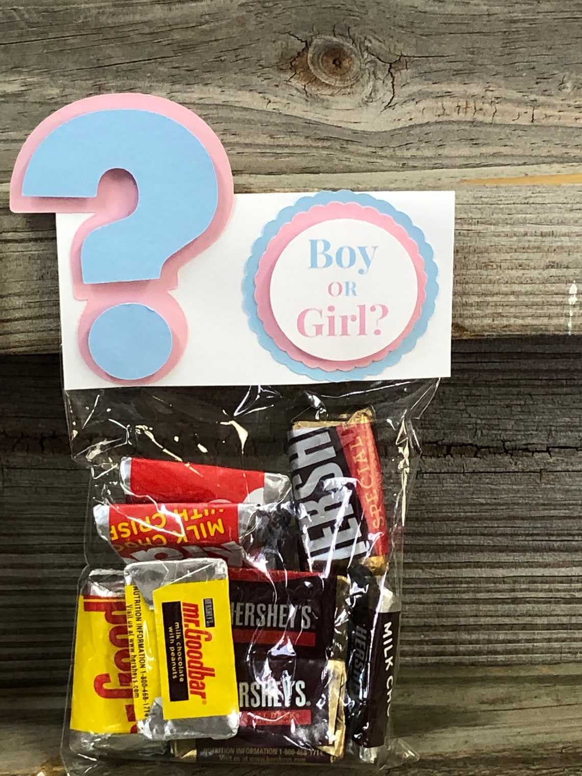 Gender Reveal Favor Bag Toppers: Pink & Blue Question Mark, Set of 12 ...