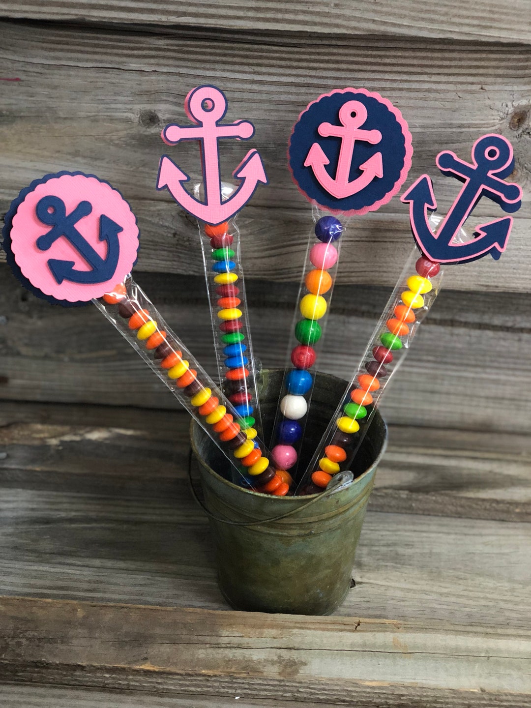Coral & Navy Anchor Candy Clip Favors: Nautical Party Treat Bags - Etsy