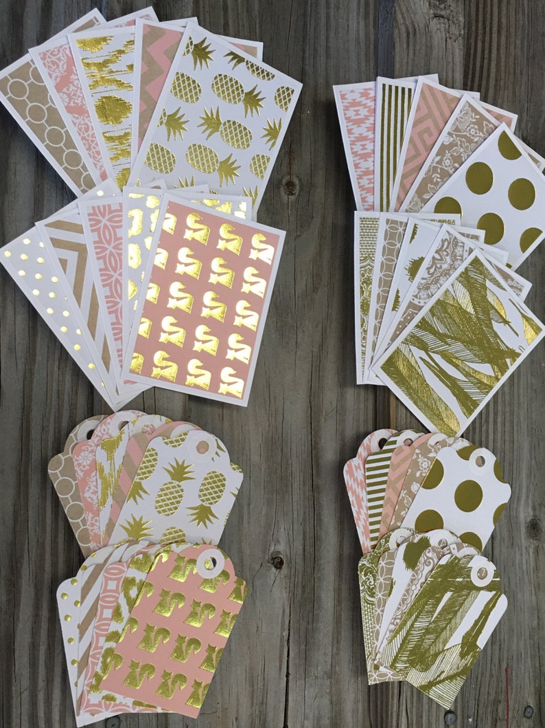 20-assorted Gold Foil Blank Mini Note Cards 3 1/2x2 | Etsy
