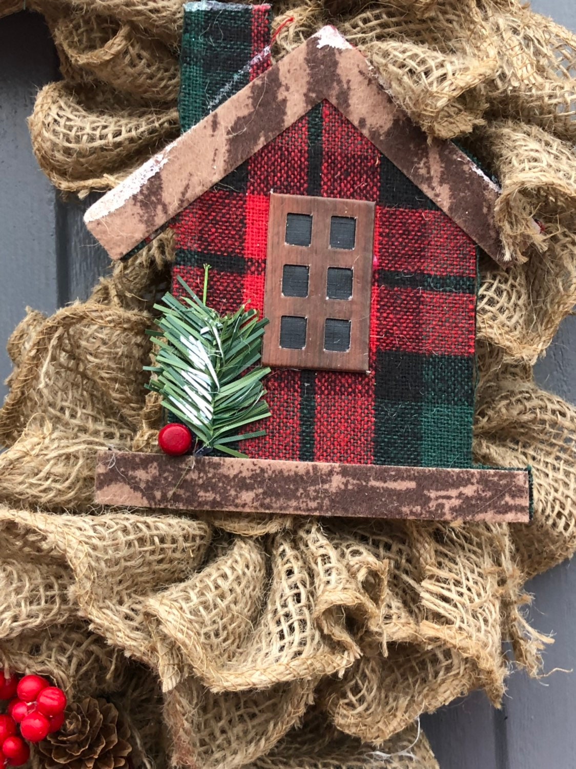 Country Christmas Burlap Wreath - 14 Wire Wreath Form - Country ...