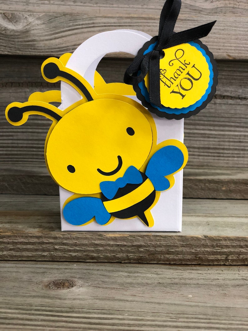 Set of 12 Yellow Black & Bright Blue BUMBLE BEE Favor Bags | Etsy