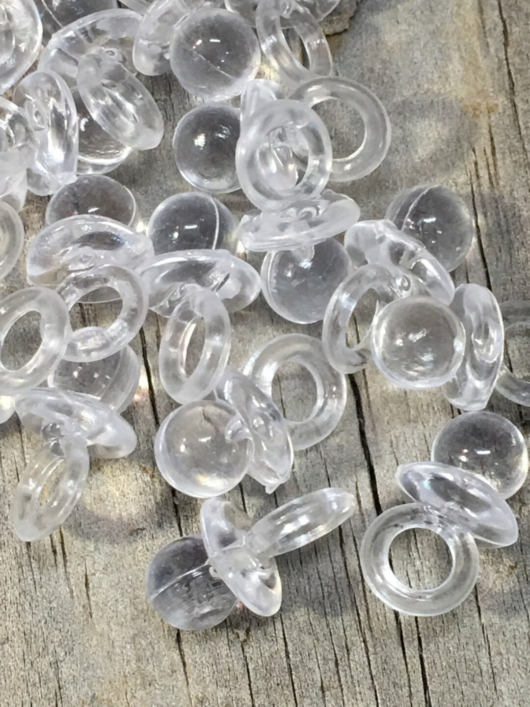 MICRO MINI Acrylic Pacifiers - Clear - Gender Neutral - Games/gift Tags ...