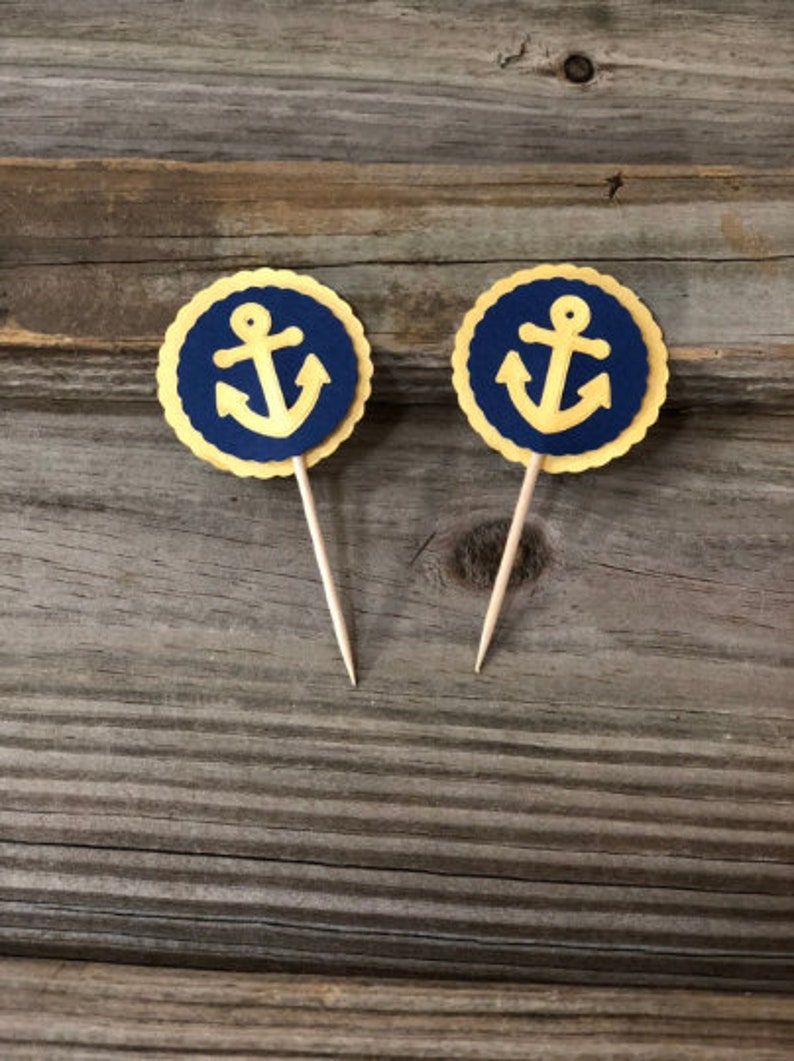 Navy Blue & Gold Anchor Party Pack-includes: Cupcake Wrappers | Etsy