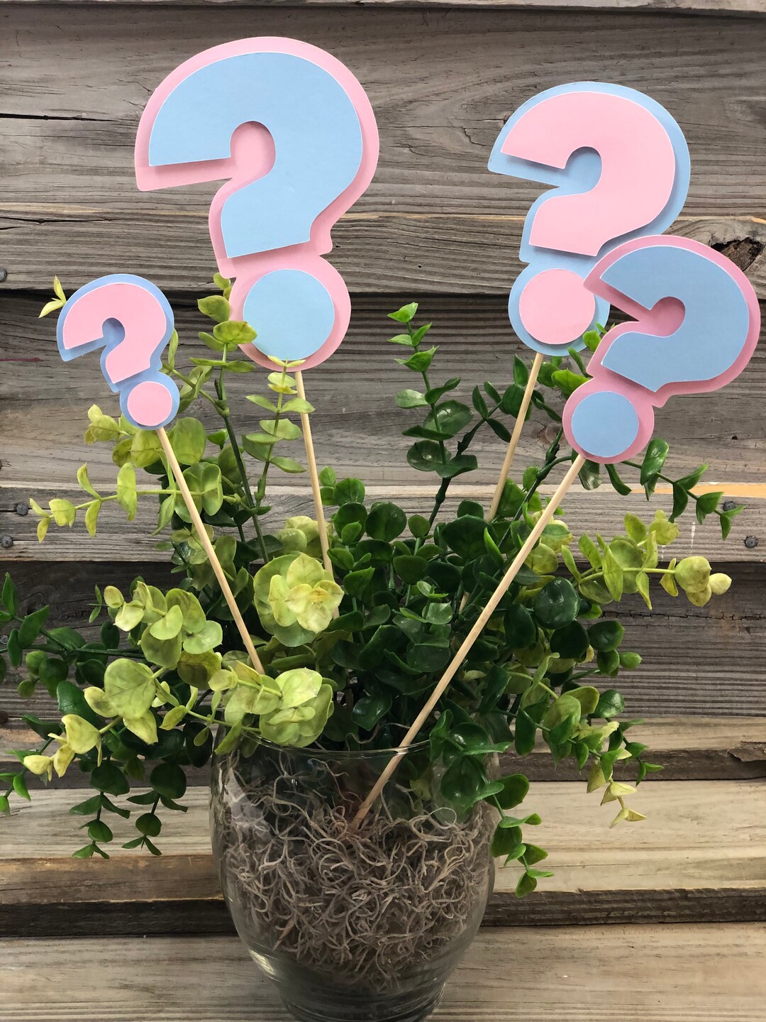 Gender Reveal Question Mark Decorations: Pink & Blue Baby Shower Decor ...