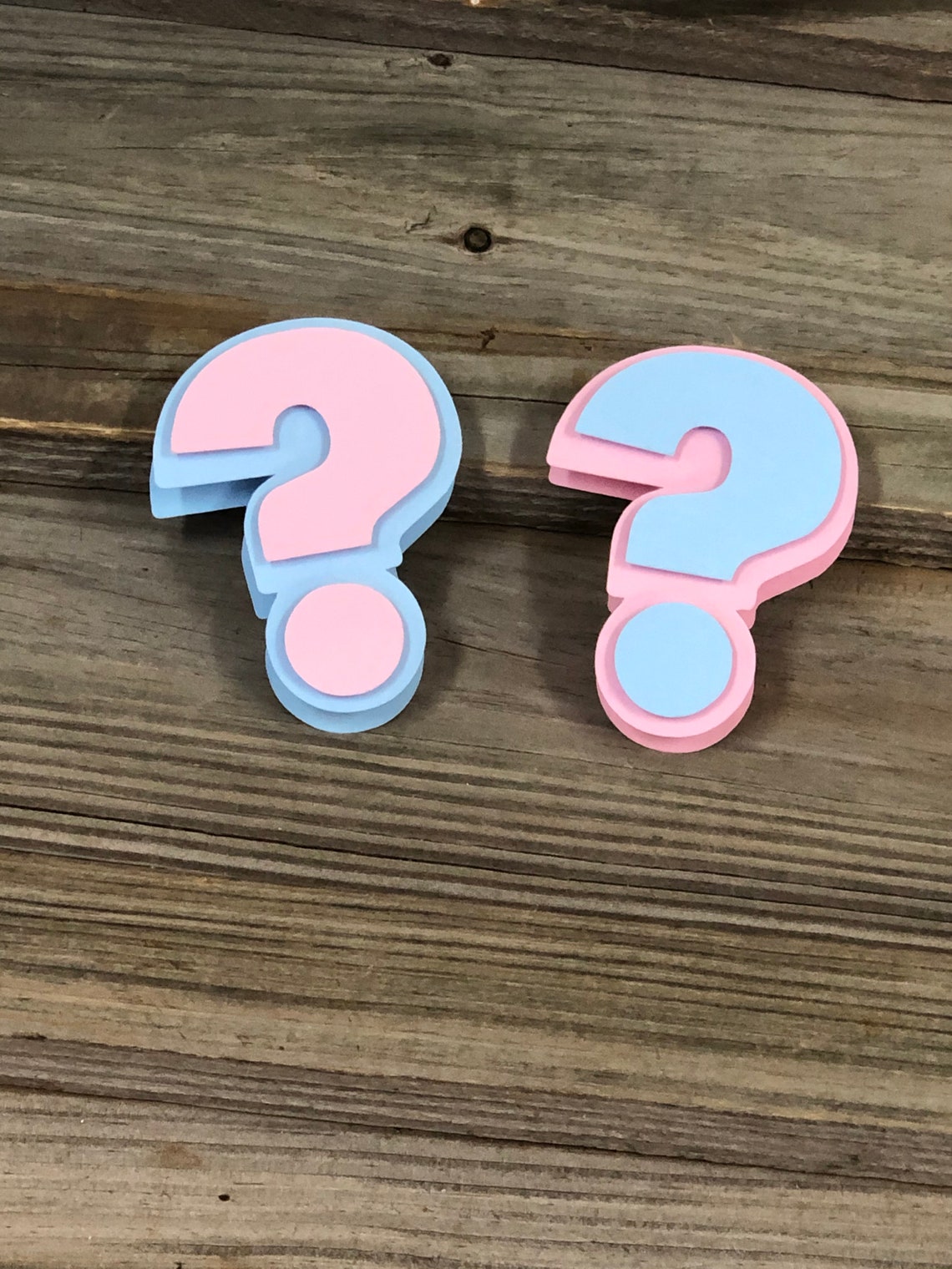 Set of 12 GENDER REVEAL Baby Pink and Baby Blue Question Mark | Etsy