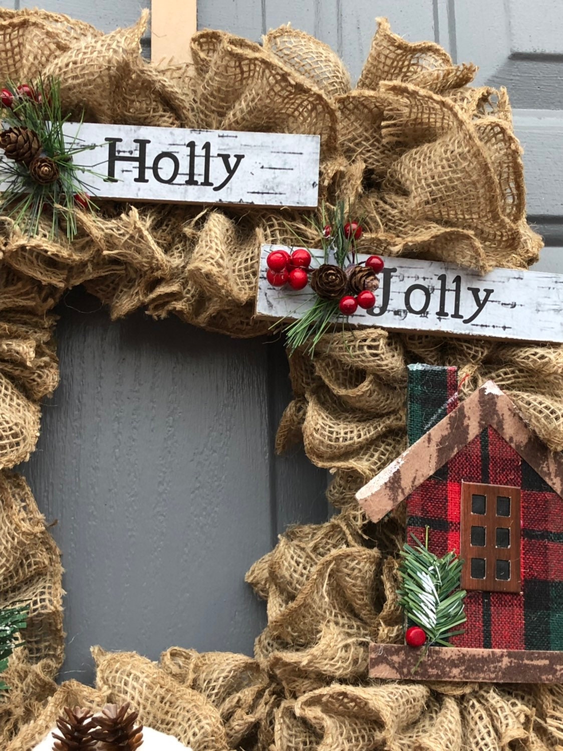 Country Christmas Burlap Wreath - 14 Wire Wreath Form - Country ...