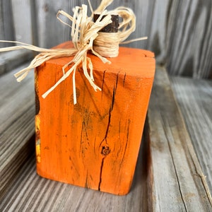 5" Tall Fall Wooden Pumpkin Block Decoration - Farmhouse - Rustic ...