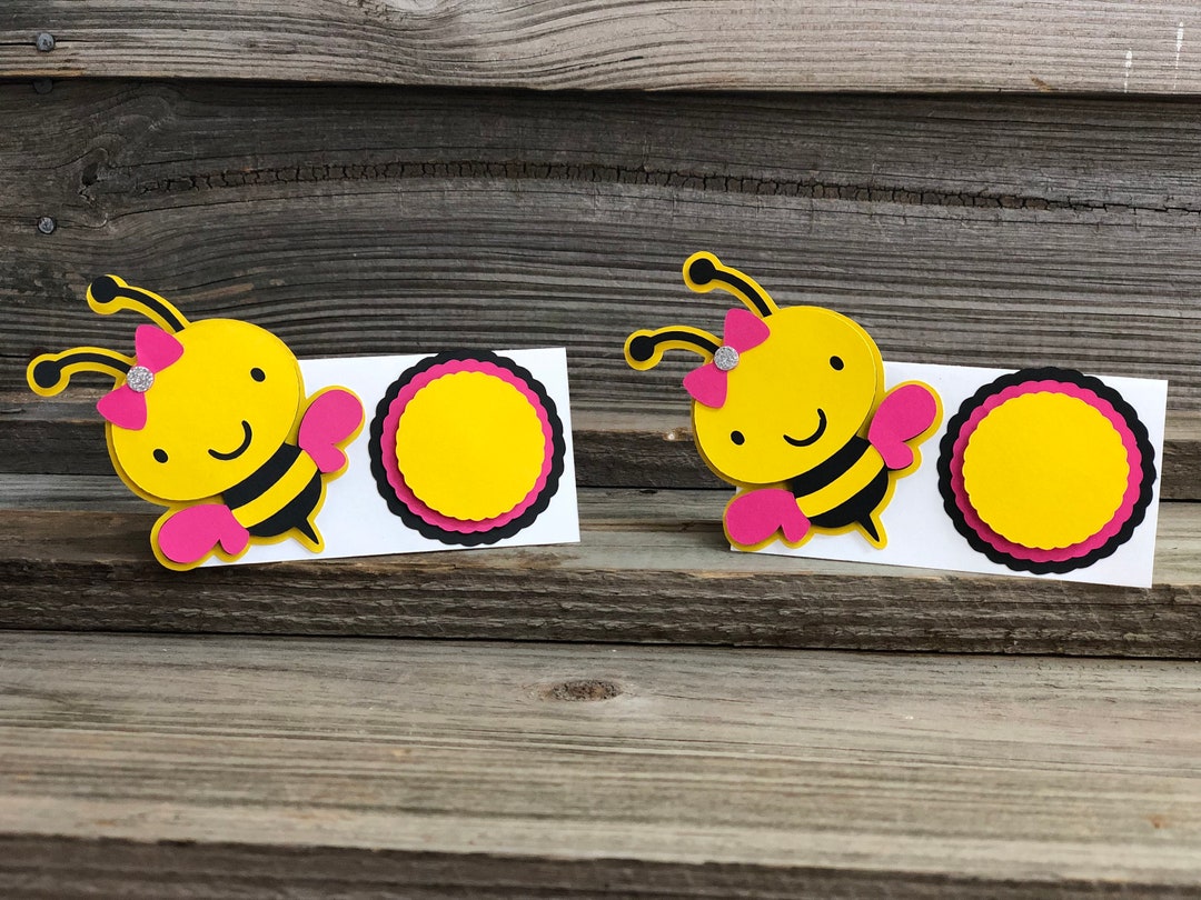 Bumble Bee Baby Shower Table Tents: Yellow, Black & Fuchsia Place Cards ...