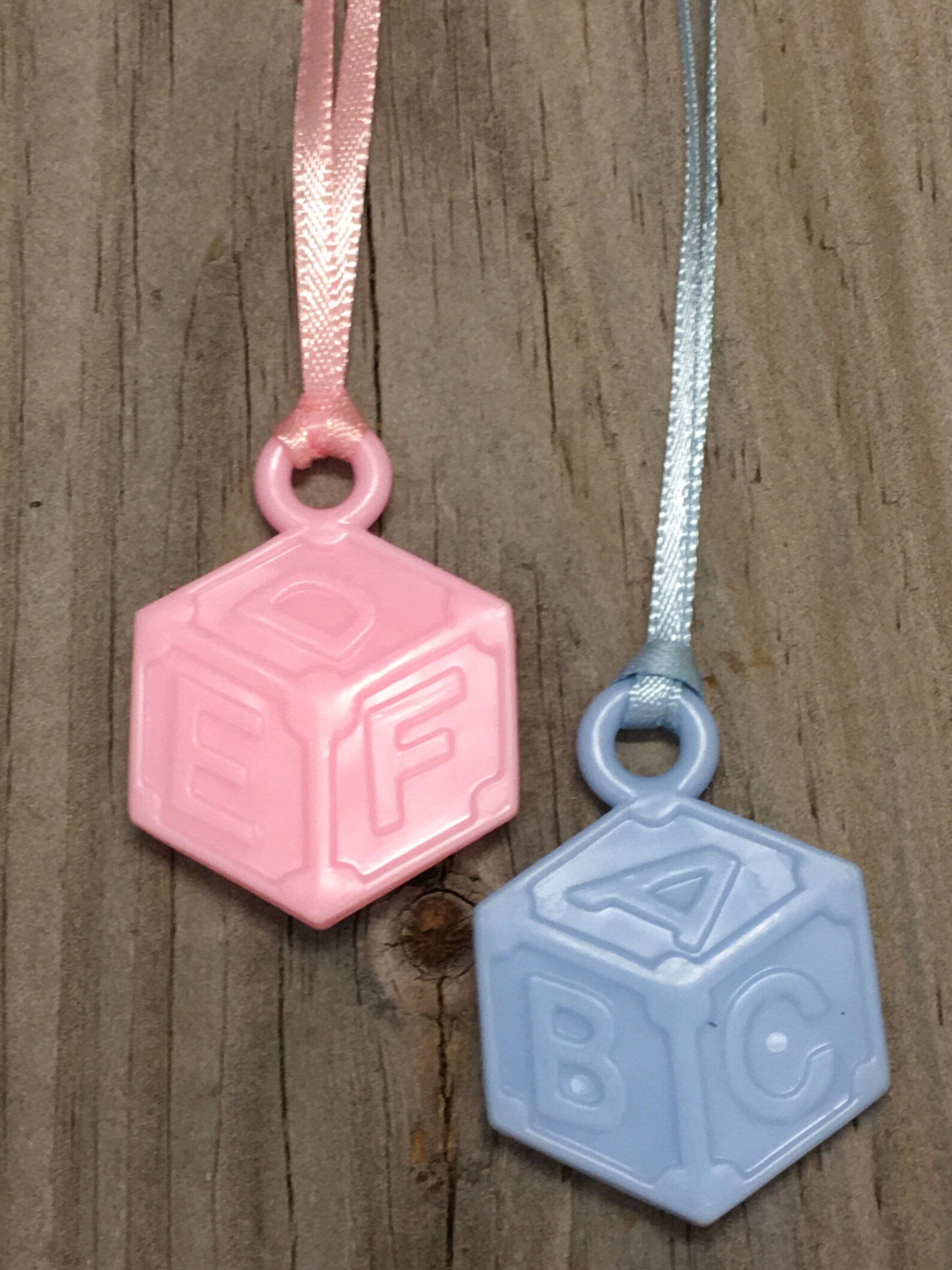 Baby Shower Favor: Pink & Blue Block Charm Necklaces (set of 12) - Etsy