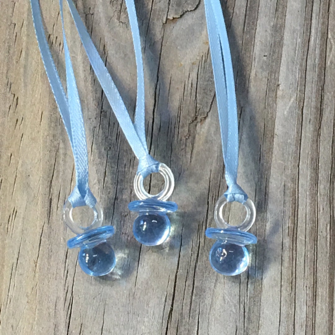 Blue Acrylic Pacifier Charm Necklaces: Baby Shower Favors, Games ...