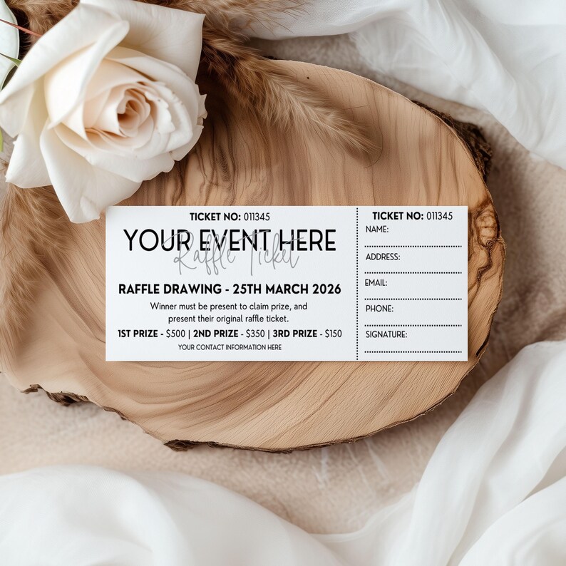Editable Raffle Event Ticket Template, Custom DIY Surprise Raffle ...