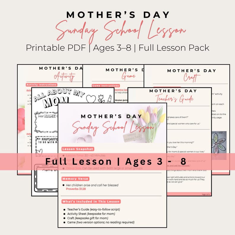 Mother's Day Sunday School Lesson Pack | Kids Bible Activity, Craft ...