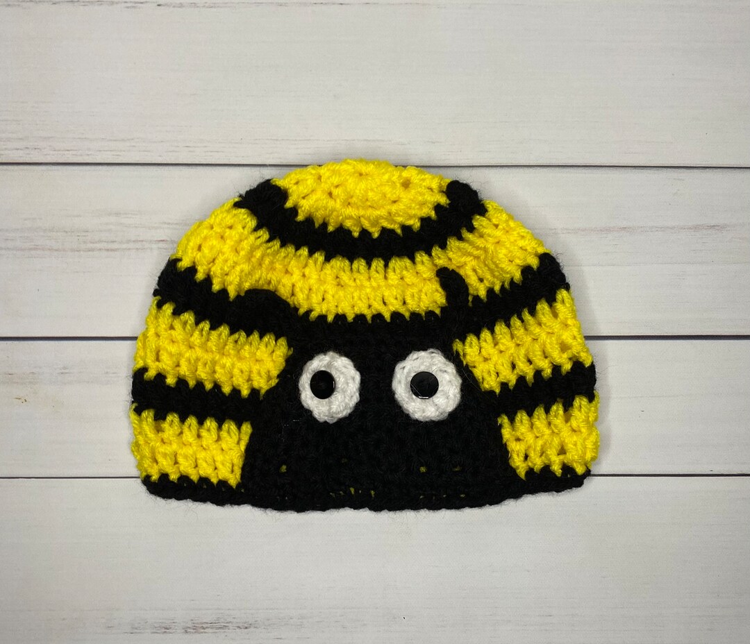 Crocheted Bee Hat, Bee Beanie Hat, Baby Skull Hat, Bee Insect Hat, Bug ...