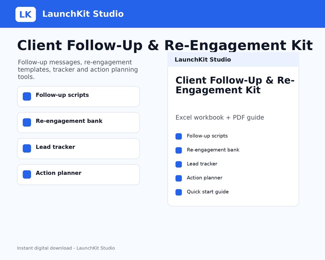 Client Follow-up Kit | Scripts, Messages, Lead Tracker (digital ...
