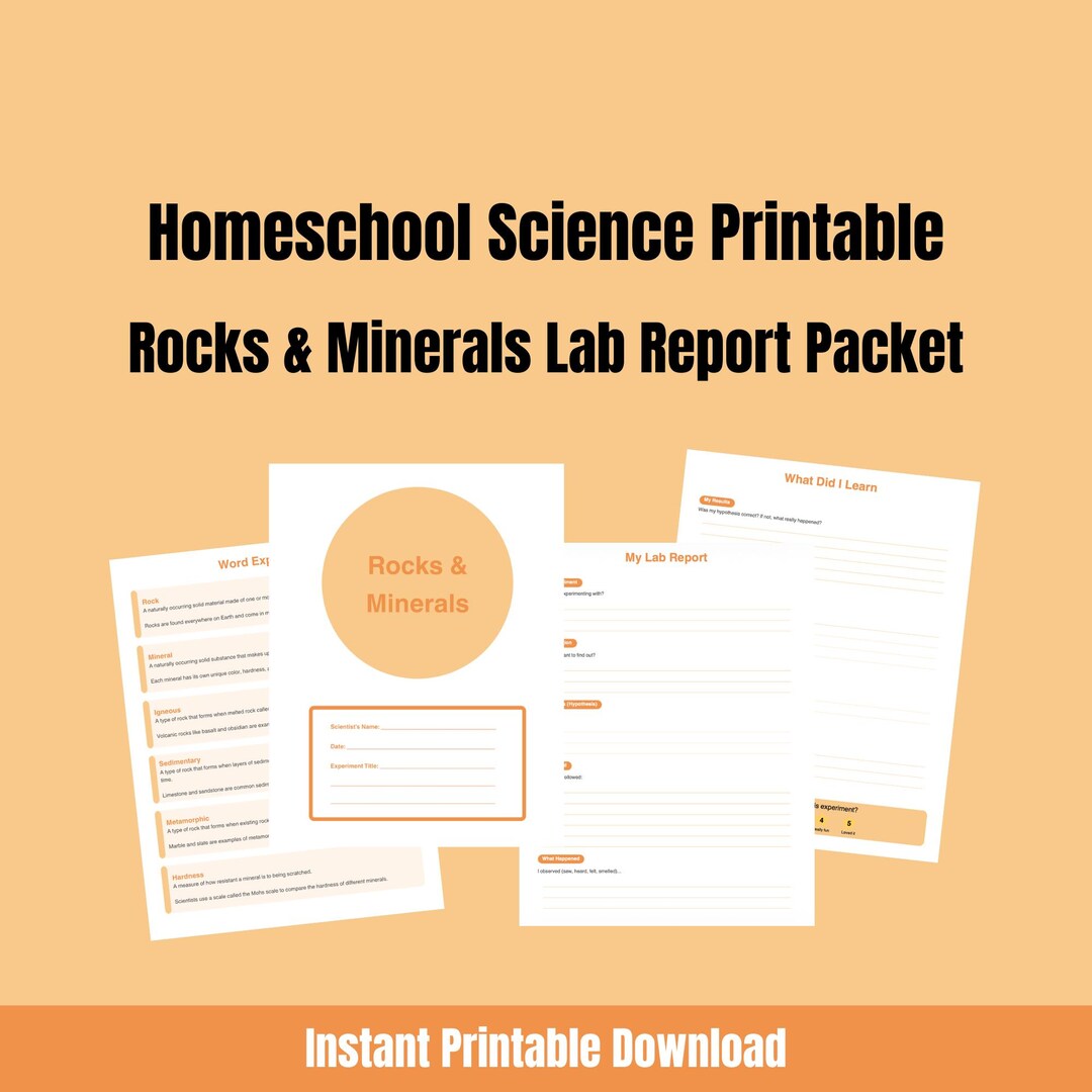 Homeschool Science Printable | Rocks & Minerals Lab Report Packet ...