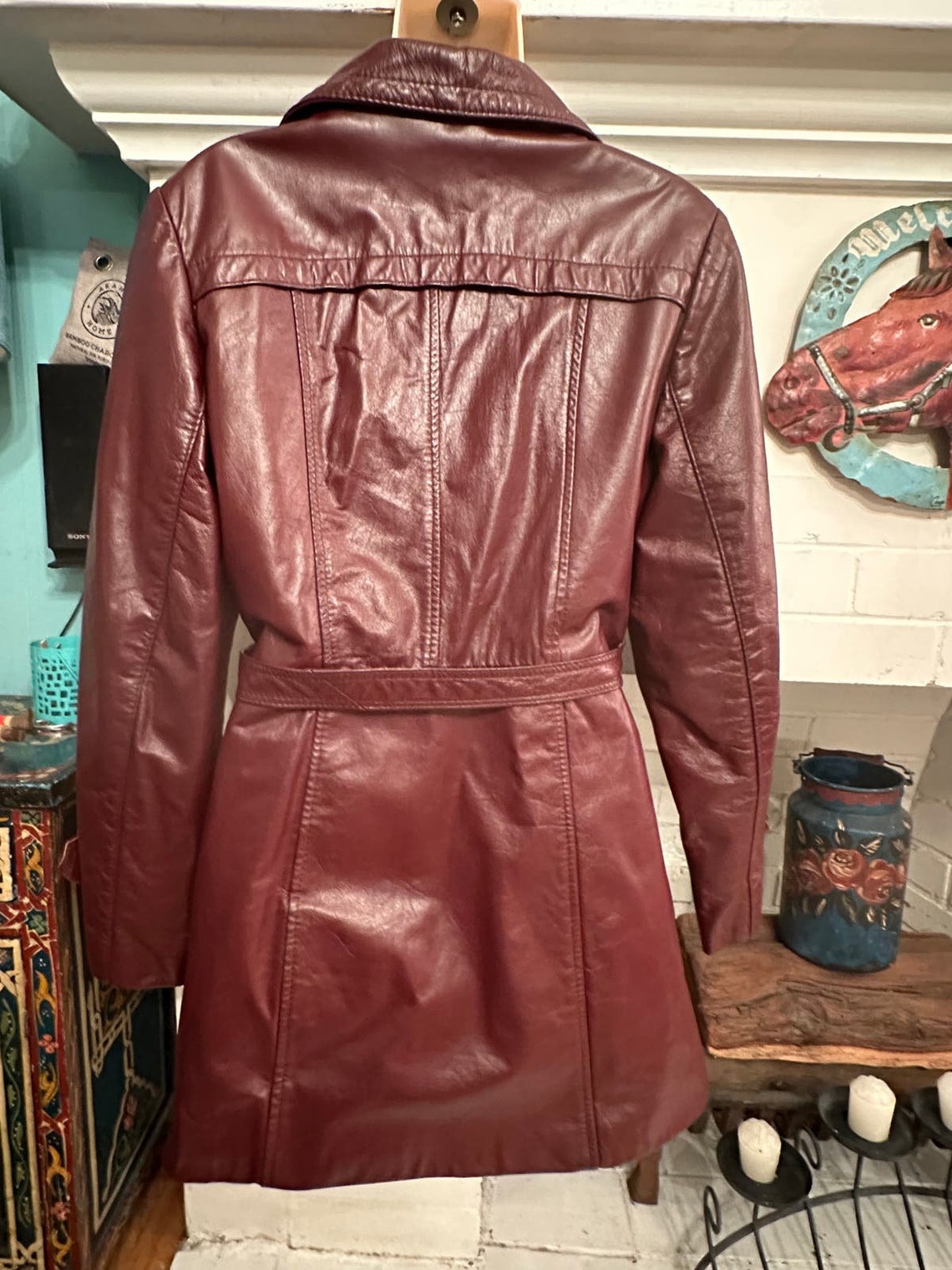 70's-80's Canadian LEATHER TRENCH COAT - Etsy UK